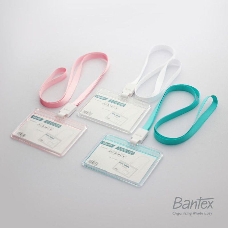 Bantex_Transparent ID Card Holder Lanyard Landscape Clear - Sky Blue