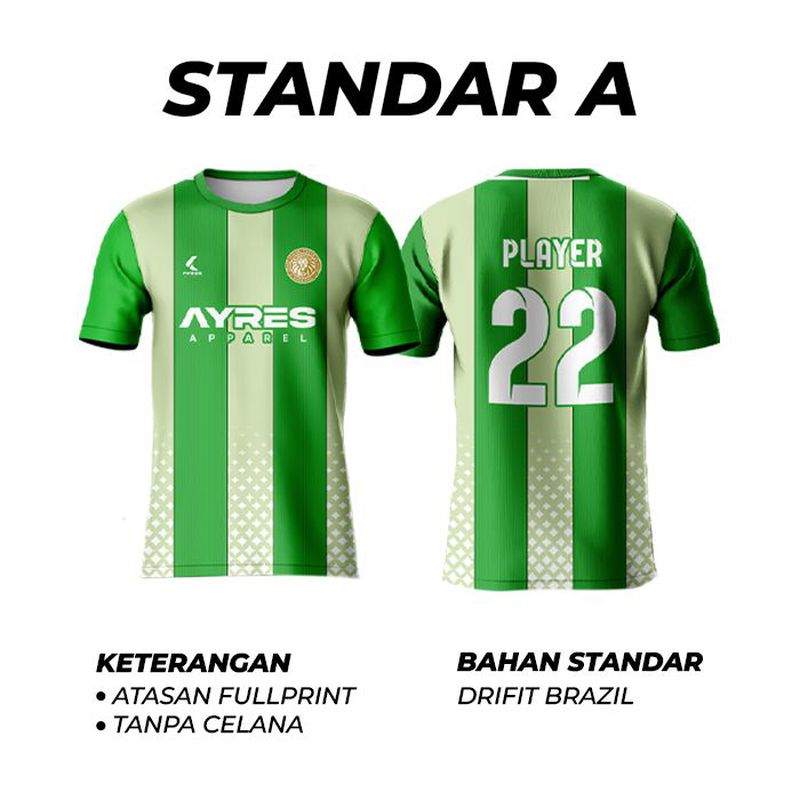 Jersey Custom Ayres Dryfit Olahraga Standar A - M - Paket Standar