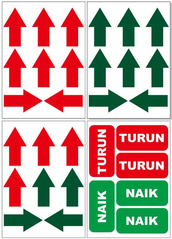 STIKER PENUNJUK ARAH (HIJAU DAN MERAH 15 X 9 CM)