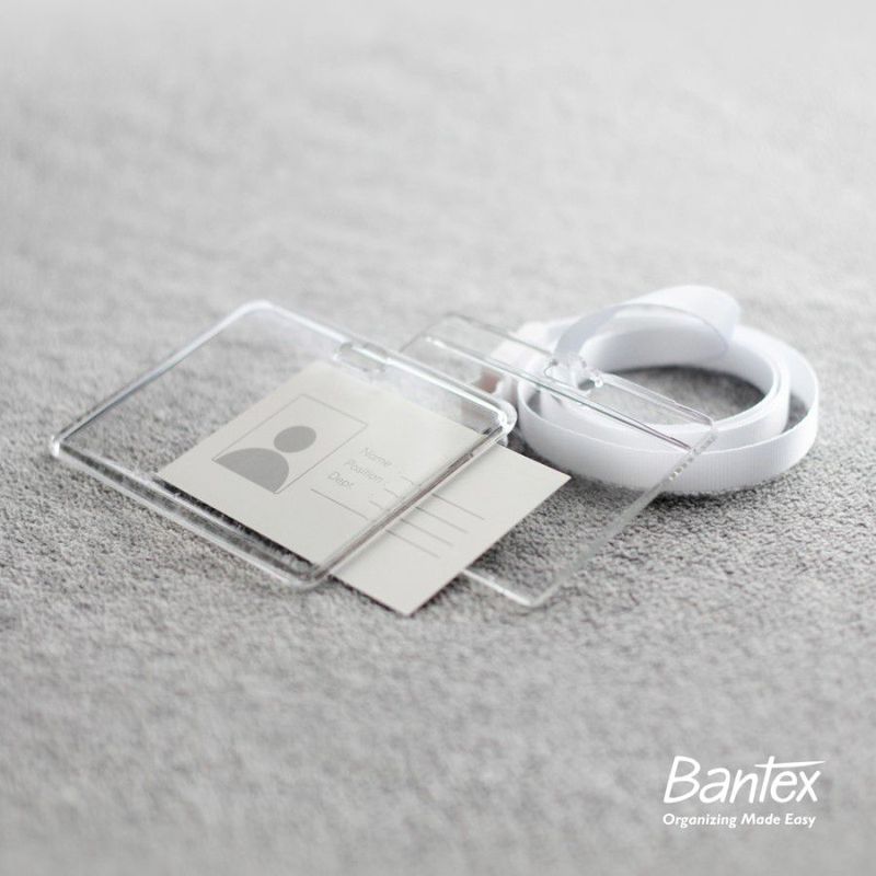 BANTEX Transparent ID Card Holder Lanyard Landscape Clear - Clear