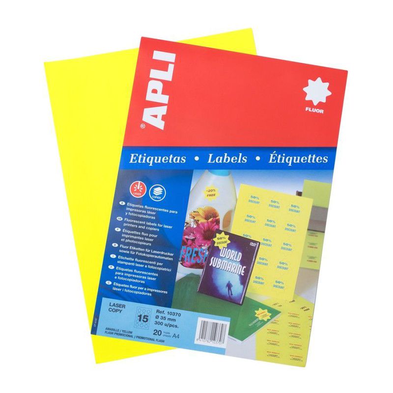 Apli_Label Promotional Fluorescent Yellow 35MM 300 unit