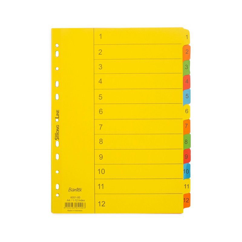 BANTEX Pembatas / Guide / Cardboard Divider & Indexes A4 1-12 (12 Pages)