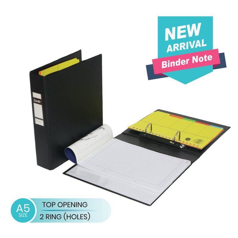 BANTEX Binder Noted A5 Top Opening 2 Ring D 25mm - Red