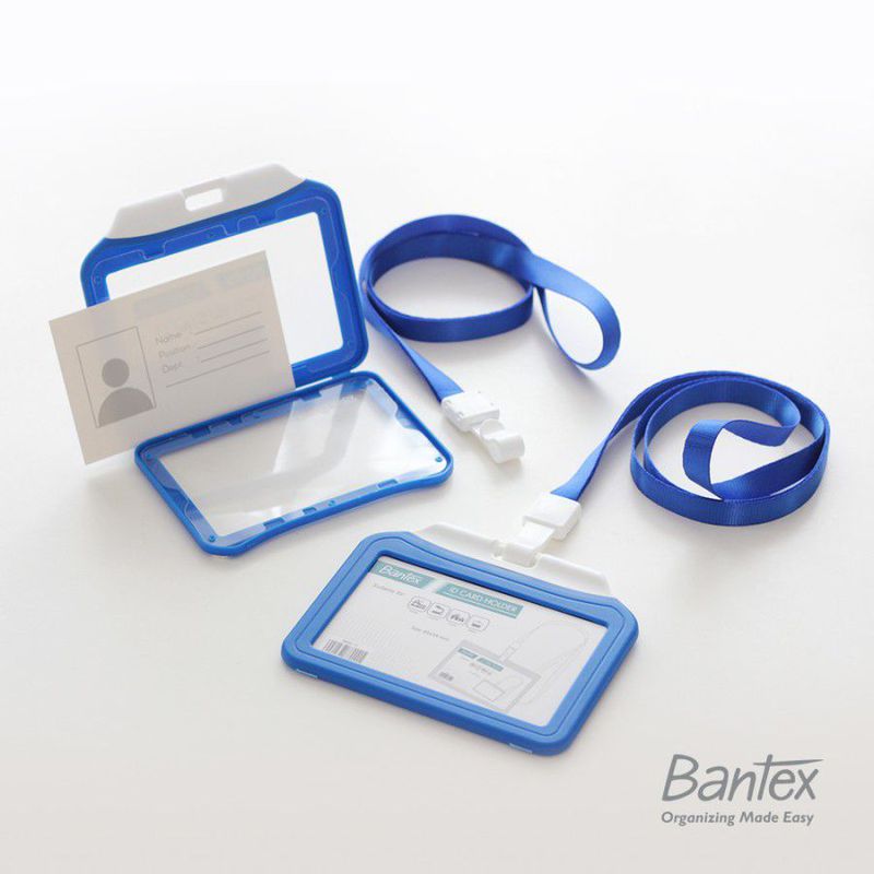 BANTEX Dual Side ID Card Holder Lanyard Landscape - White