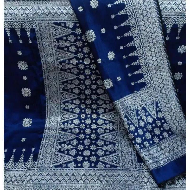 Kain Tenun Songket Motif Cantik Manis Warna Biru Silver,Maron Silver ...