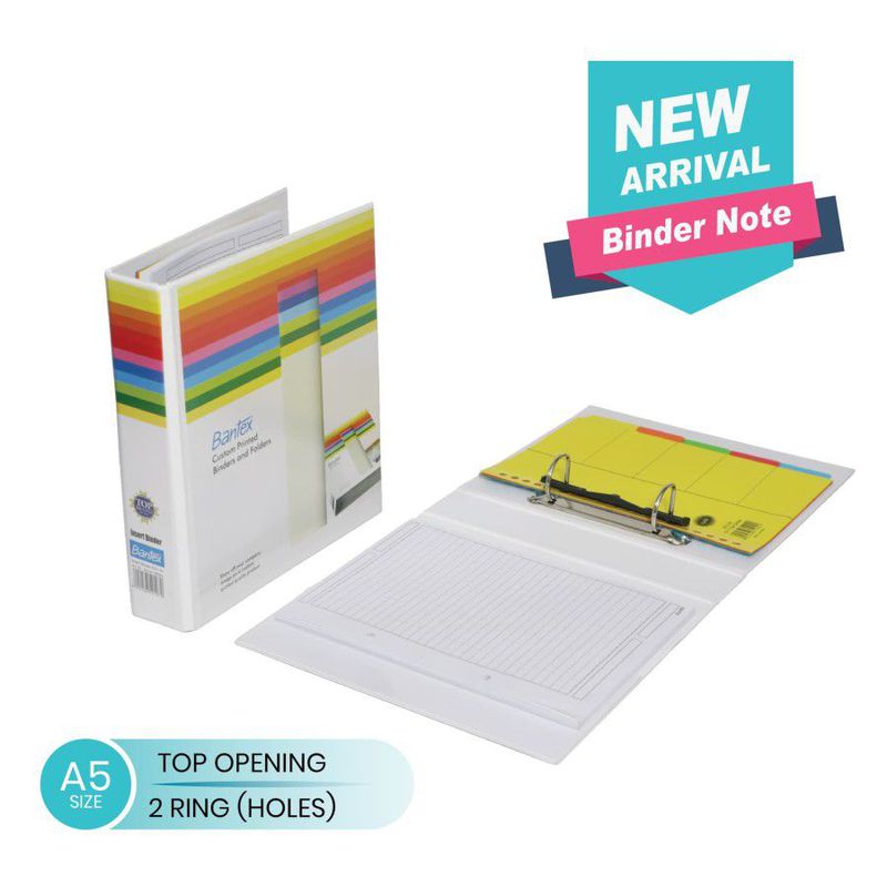 BANTEX Insert Binder Noted A5 Side Opening 2 Ring D 25mm