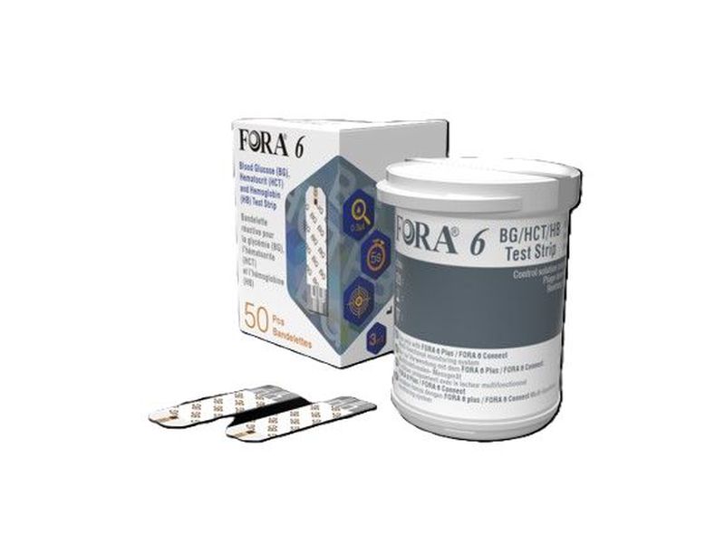 FORA 6 - Blood Glucose, Hematocrit and Hemoglobin Test strip - 25 Pcs