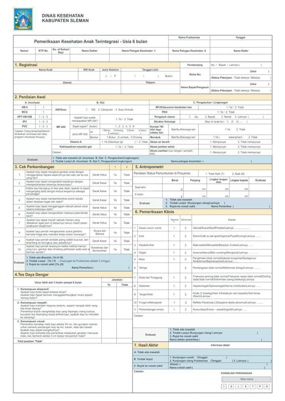 FORM PEMERIKSAAN KESEHATAN ANAK TERINTEGRASI USIA 6 BULAN A3 WARNA
