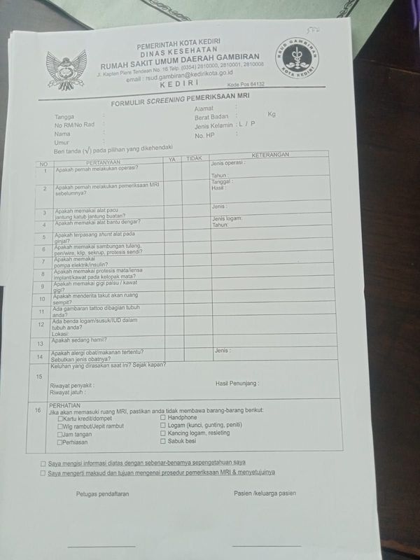 FORM PEMERIKSAAN MRI Rp.300