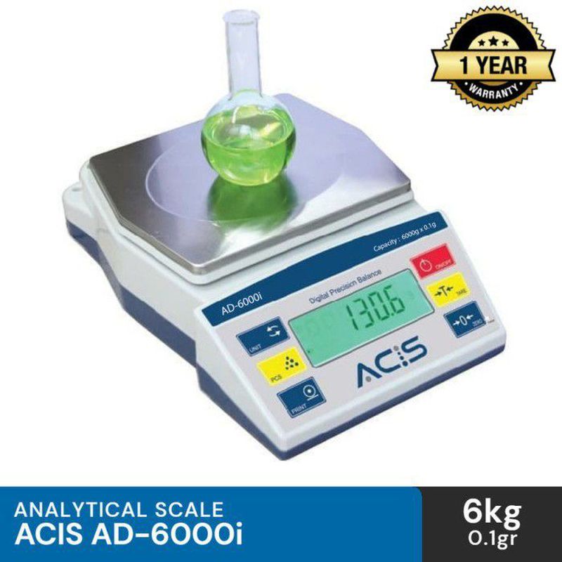 Timbangan Digital ACIS AD-6000i, Timbangan Lab ketelitian 0,1g - Puti