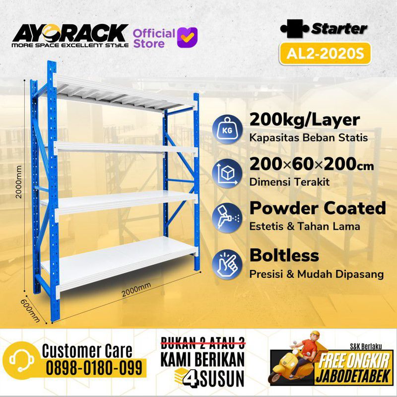 RAK GUDANG BESI 2 METER 4 SUSUN