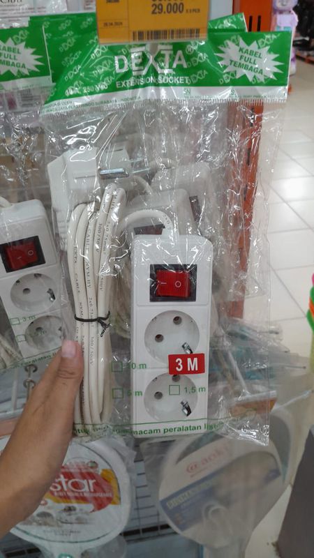 Kabel colokan 2 Lubang dexta 3 Meter
