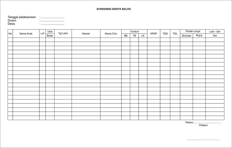 Form Screening SDIDTK balita Pus Cangkringan