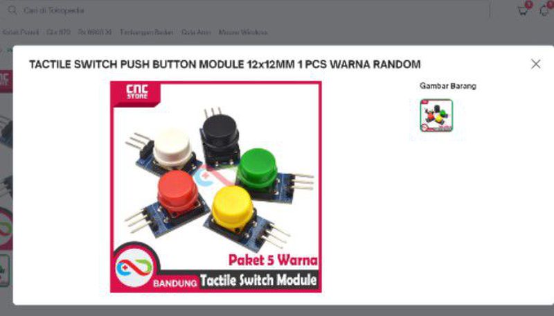 TACTILE SWITCH PUSH BUTTON MODULE 12x12MM 1 PCS WARNA RANDOM