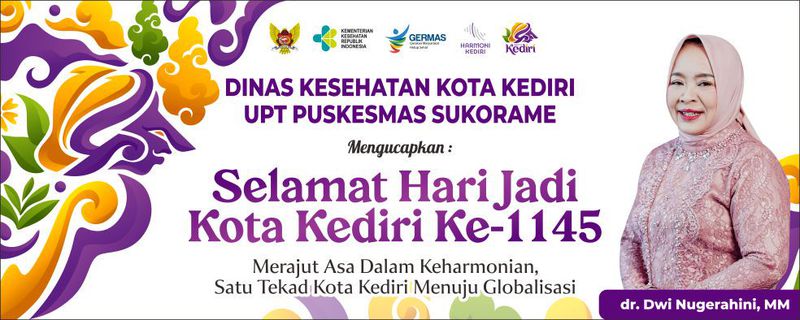 (Pre Order) Banner DINKES PKM SUKORAME hari jadi kota kedifi 250x100