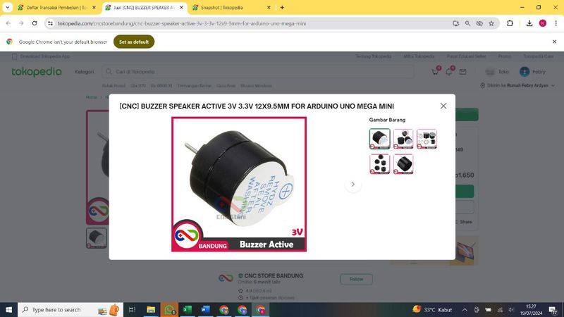 [CNC] BUZZER SPEAKER ACTIVE 3V 3.3V 12X9.5MM FOR ARDUINO UNO MEGA MINI