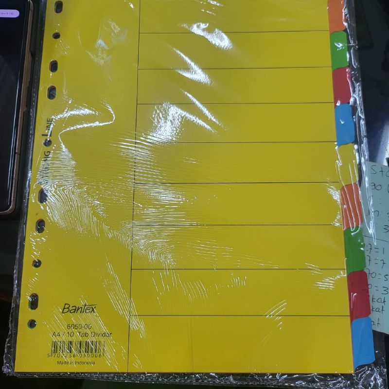 Bantex Guide Sekat Arsip Polos Ukuran A4 isi 10 lembar