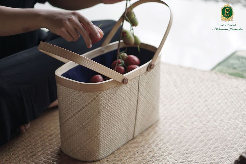 Picnic Bag (L) || Tas Piknik Berbahan Anyaman Pandan Mix Bambu ...
