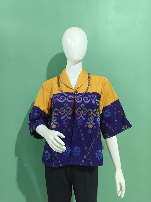 UwaisGen OutStar Blazer Farah Endek Bali Blazer Wanita Pendek Kerah ...