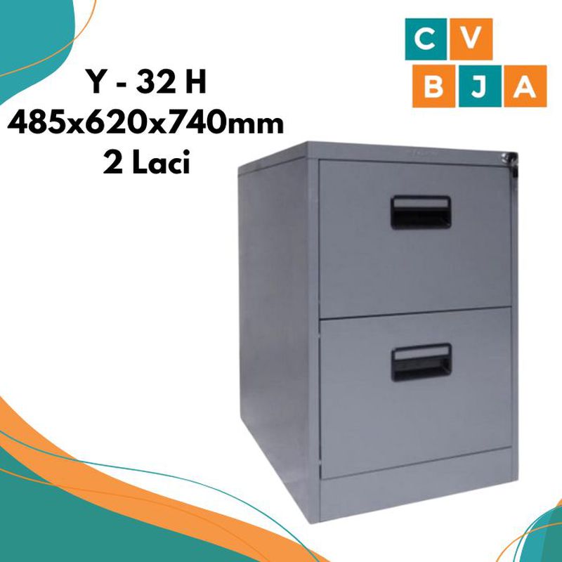 Lemari File Besi/Filling Cabinet 2 laci (handle hitam)