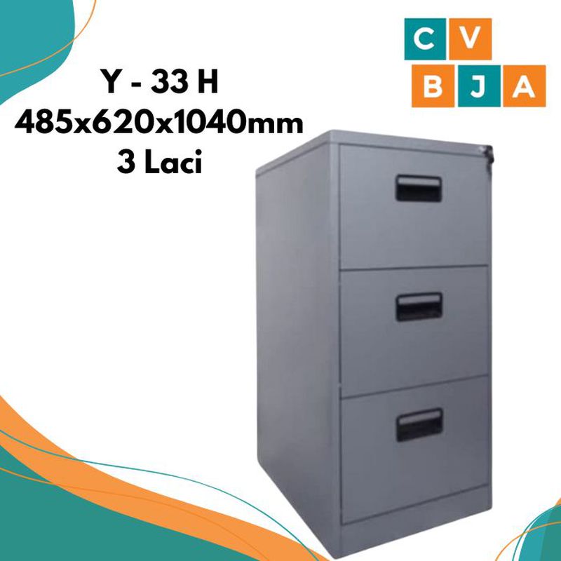 Lemari File Besi/Filling Cabinet 3 laci (handle hitam)