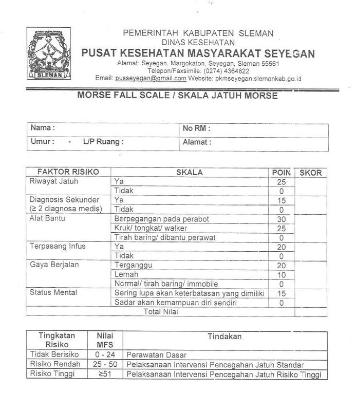 Form Morse fall scale/Skala jatuh morse Pus seyegan
