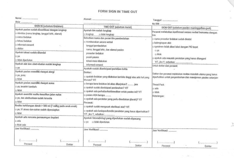 Formulir Sign In Time Out Pus Seyegan