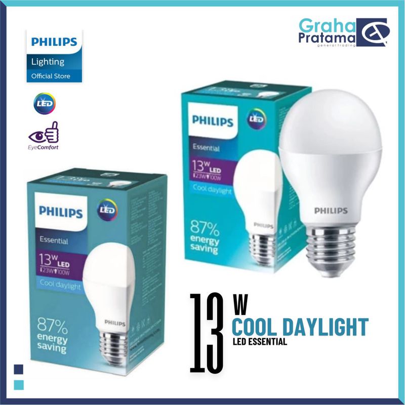 Lampu LED Bulb 13W Philips Essential Led 13 Watt E27 Putih Cool Daylight