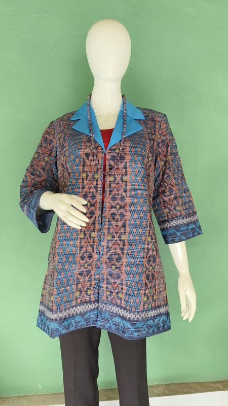 UwaisGen Blazer Dania Endek Bali Blazer Wanita Panjang Kerah Etnik Bali ...