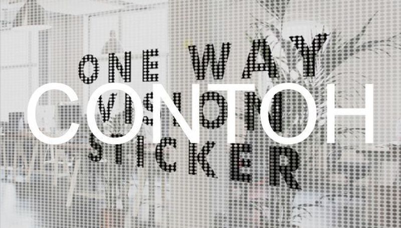 CETAK DAN PASANG STIKER BAHAN ONE WAY UKURAN 125 CM X 125 CM CUSTOM