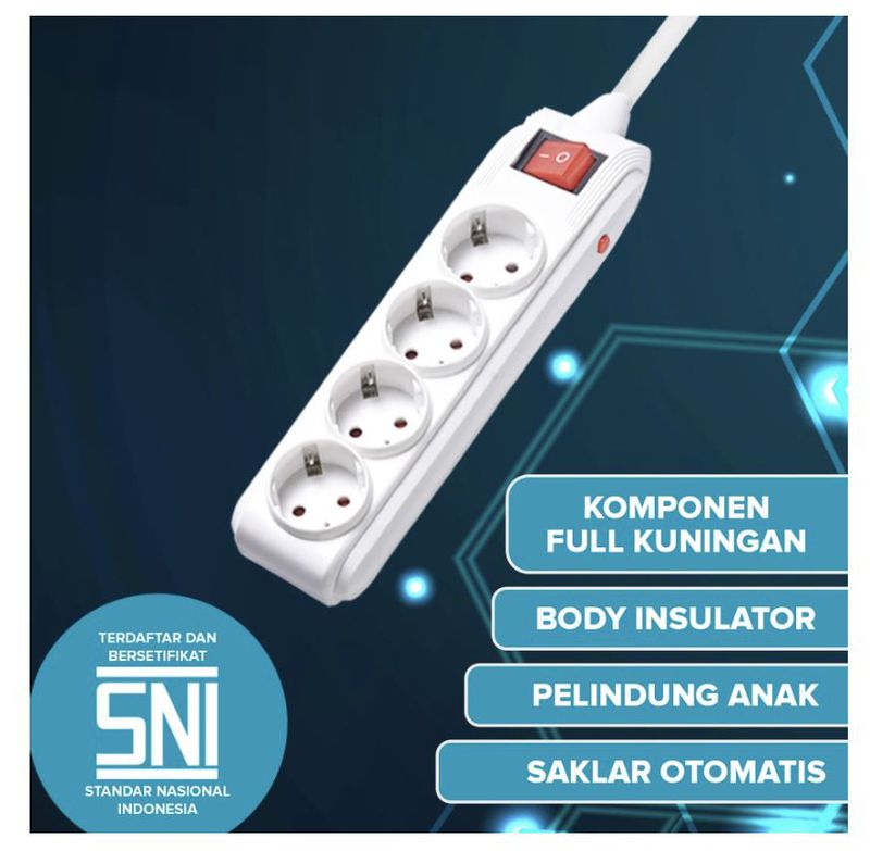 Cable Extension Stop Kontak 4 Lubang Panjang 4 meter