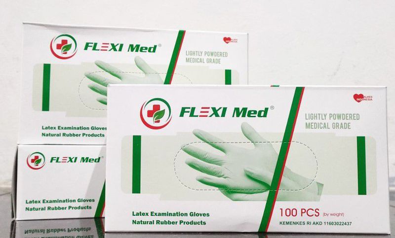 FLEXIMED LATEX EXAMINATION GLOVES LIGHTLY POWDERED, 100 pcs - L