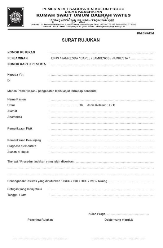 Form Surat Rujukan RSUD WATES