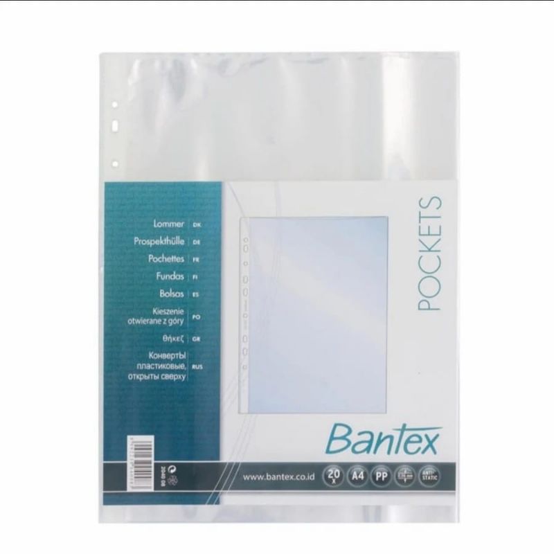 Sheet Protector Pelindung Kertas File Plastik A4 Bantex @100 lbr