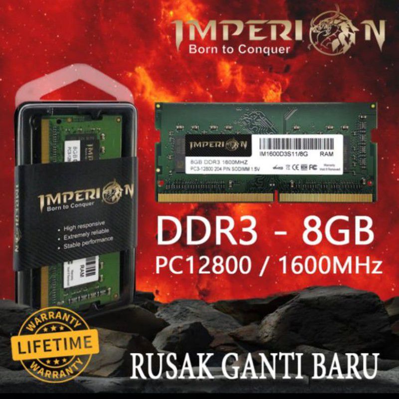 RAM IMPERION DDR3 8GB 1600 MHz PC12800 RAM LAPTOP SODIMM