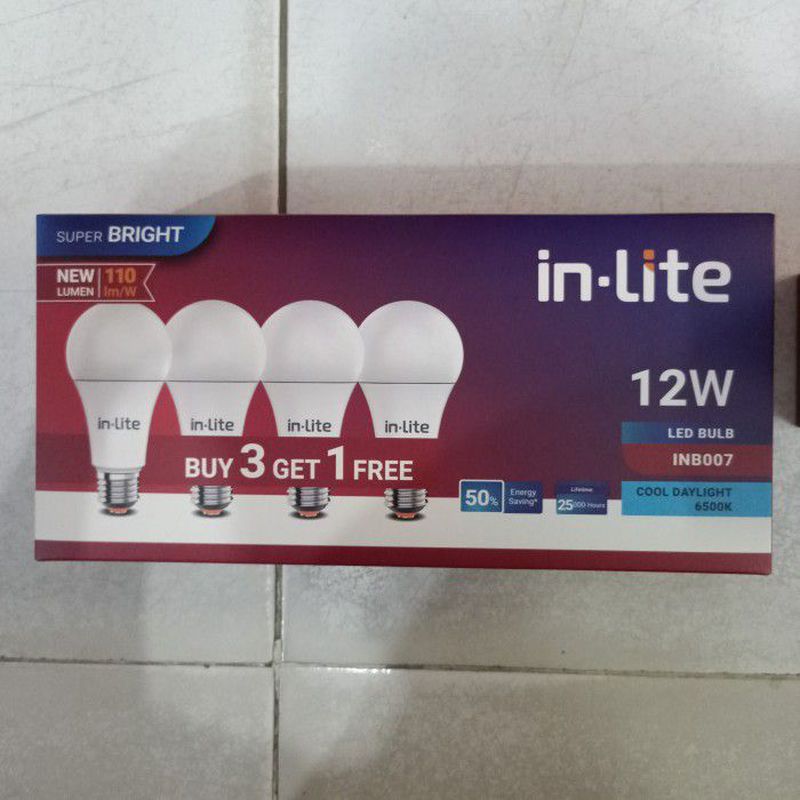 LAMPU BULB INLITE 12 WATT 3+1 / PUTIH