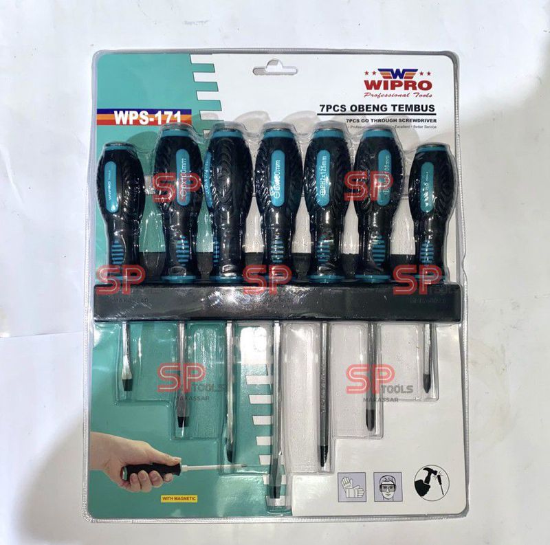Obeng Tembus + - plus minus Handle TPR Set 7 Pcs - WPS 171 WIPRO