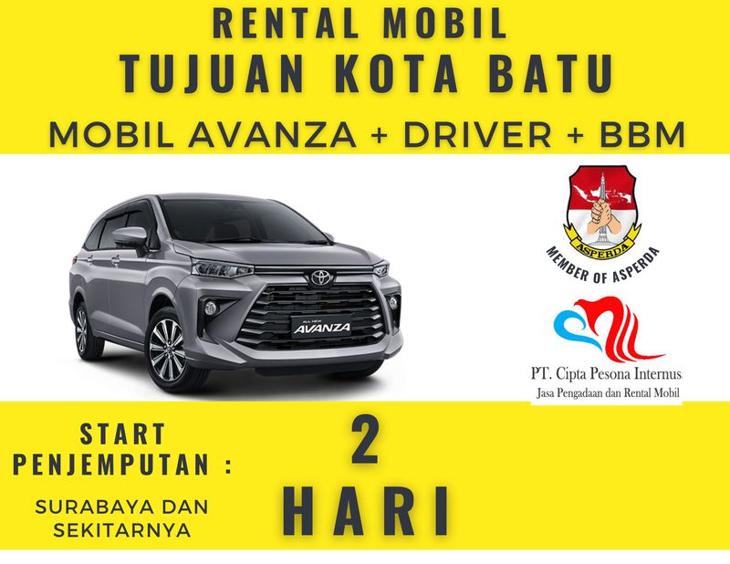 Sewa/Rental Mobil Avanza, Driver, BBM Tujuan Kota Batu 2 Hari