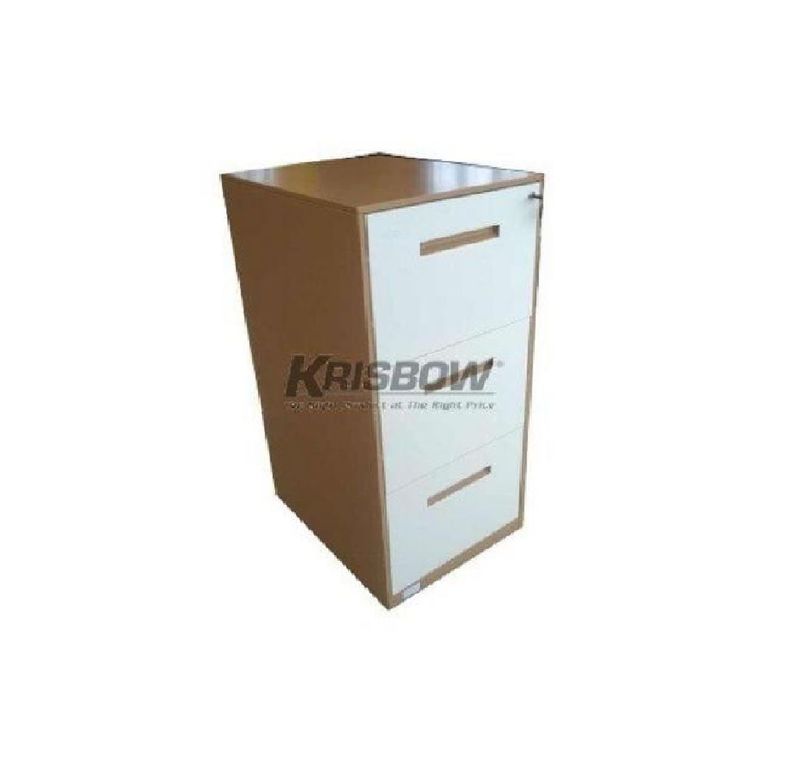 File Cabinet 3 Drawer Brown Beige Krisbow