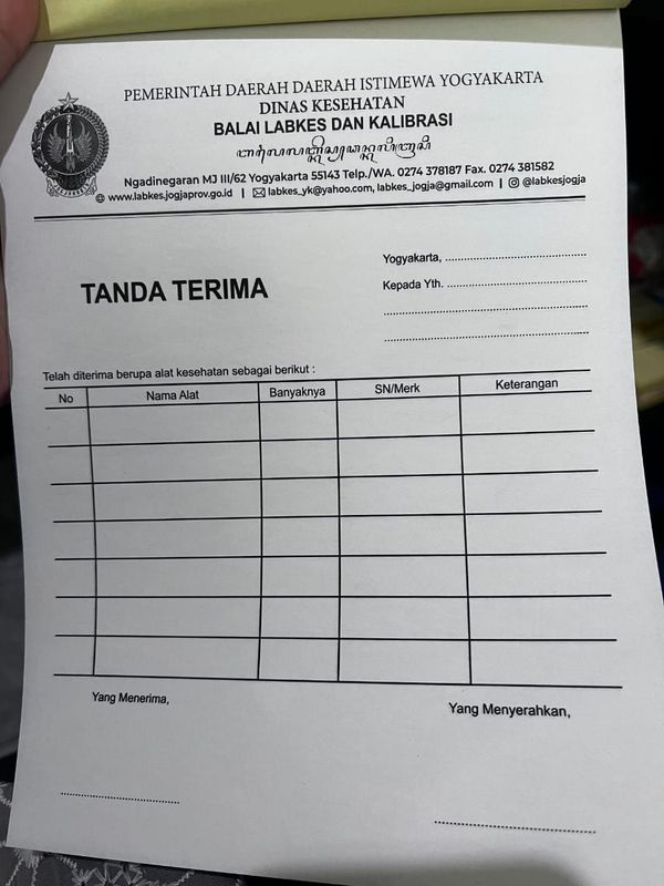 Tanda Terima Alat Kesehatan