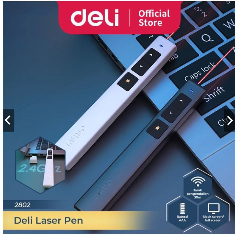 Deli Laser Pointer + Presenter Wireless USB Pen Laser Presentasi PPT ...