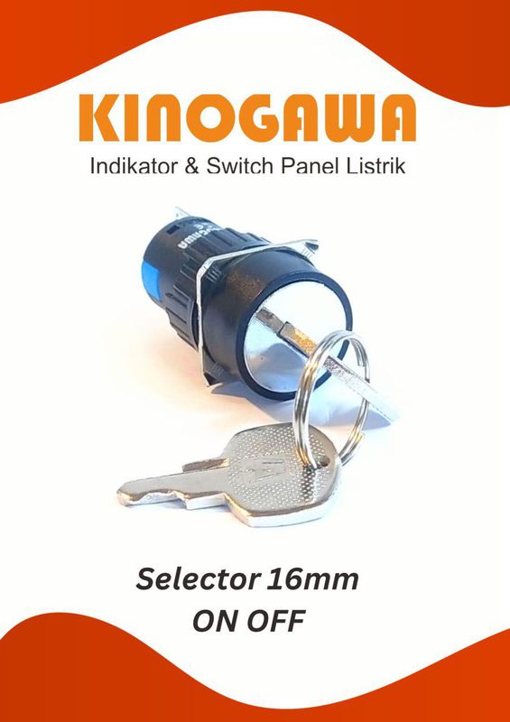 Selector Switch Key - 2 Posisi 16mm Bulat - KINOGAWA - 3kaki