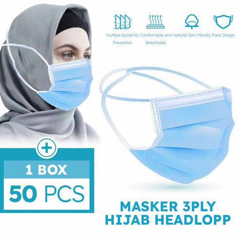 MASKER BIASA HIJAB/PK50