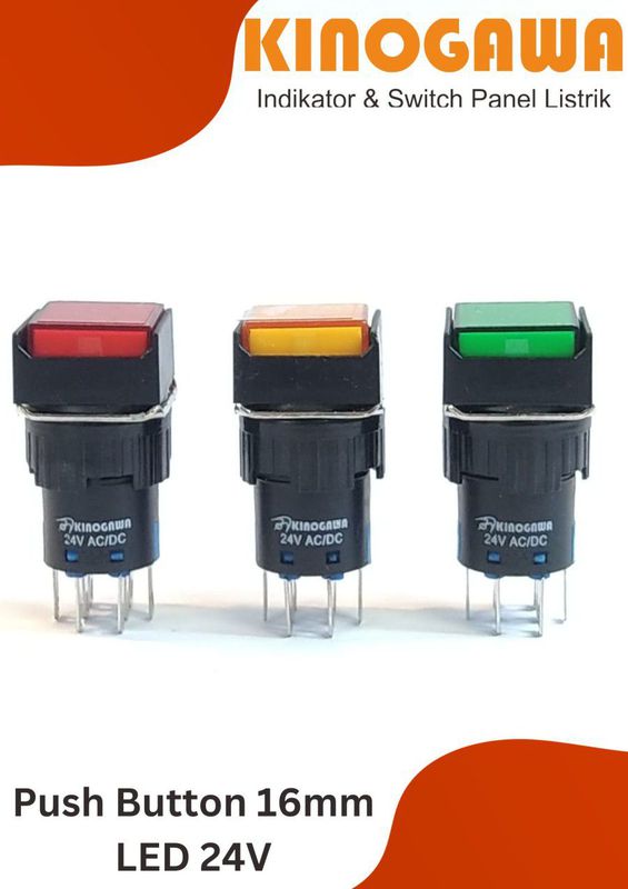 Push Button Lampu Kotak 16mm 2NO 2NC - Push Spring