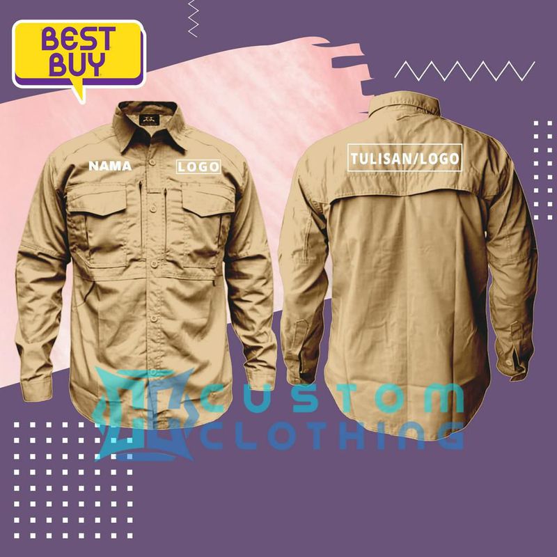 Baju Kemeja Tactical Kerja Lapangan Outdoor Bordir Nama Logo