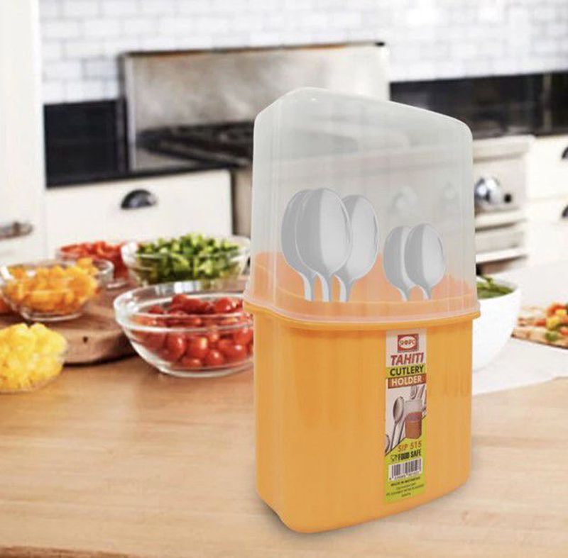Shinpo Tempat Sendok Plastik Dengan Tutup 5 Sekat Tahiti Cutlery Holder ...