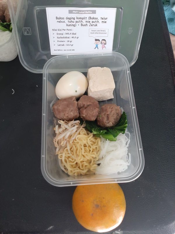 PEMBERIAN MAKANAN TAMBAHAN ( PMT) BALITA, Menu kudapan BAKSO DAGING KOMPLIT