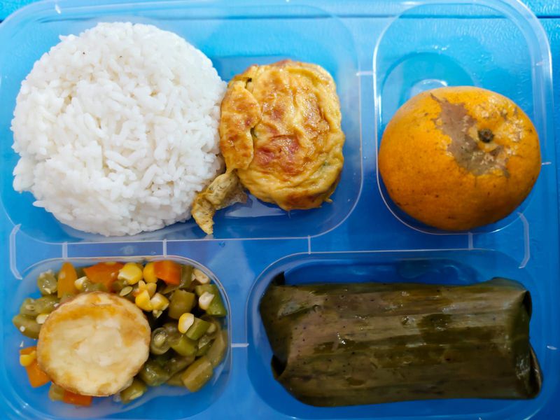 Pemberian makanan tambahan(PMT) ibu hamil ,Nasi, pepes ayam, sayur ...