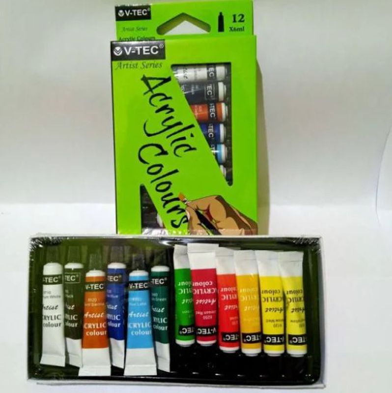 Cat Lukis Akrilik Set Isi 12x6 ml Warna V-Tec