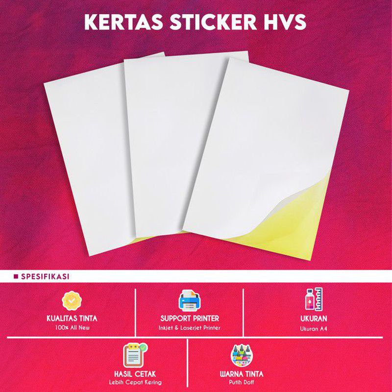 Kertas Stiker HVS Label Sticker Text Paper Doff A4